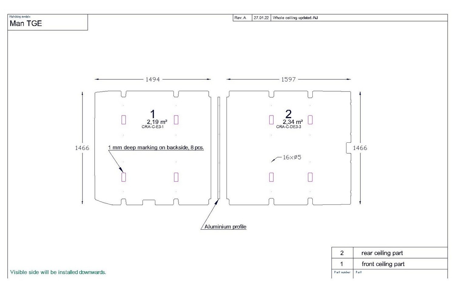 Ceiling liner MAN TGE KoskiStandard 4 mm | CarParts-Expert